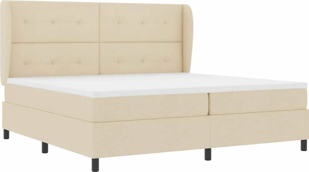 Postel s boxspringem s čelo Krémová 200 x 200 cm textil 3340590