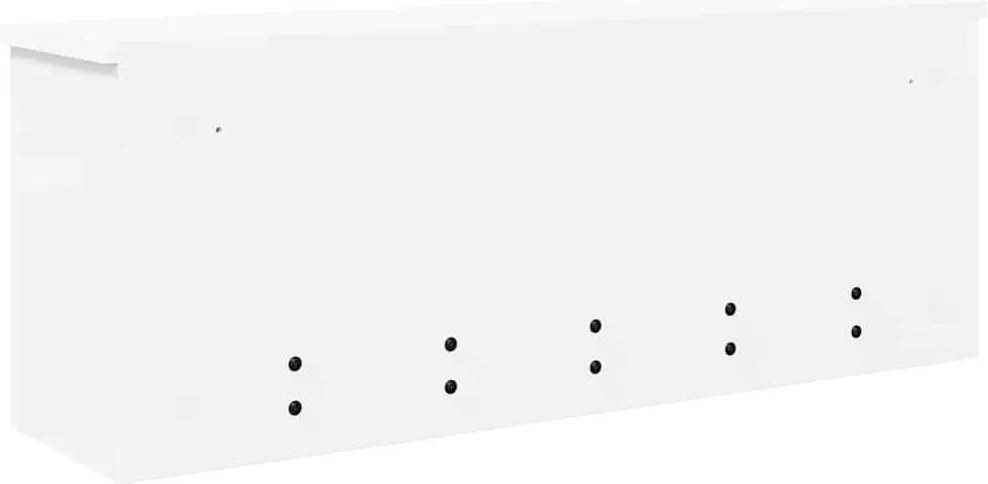 věšák, nástěnný, s dvířky, háčky, kompozitní dřevo, 30x80x20 cm, bílá, Dekorino TK20260024