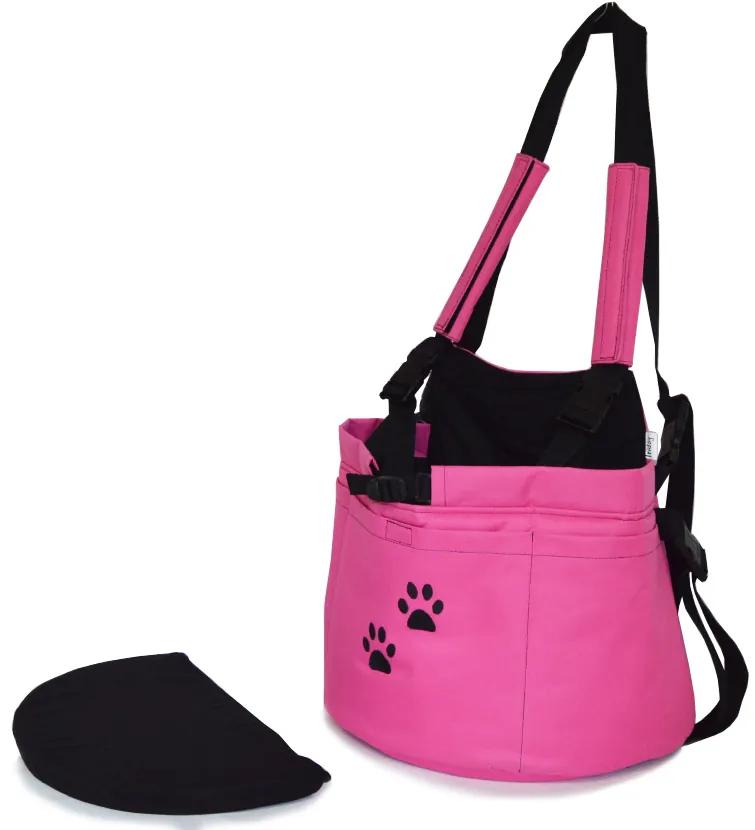 Klokánka & batoh na psa 2v1, no. 9, růžová + ťapky, vel. 1