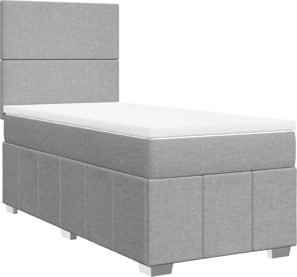 Box spring postel s matrací světle šedý 100 x 200 cm textil 3293872