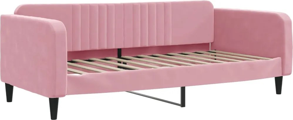 Válenda s přistýlkou a matracemi růžová 100 x 200 cm samet 3197097