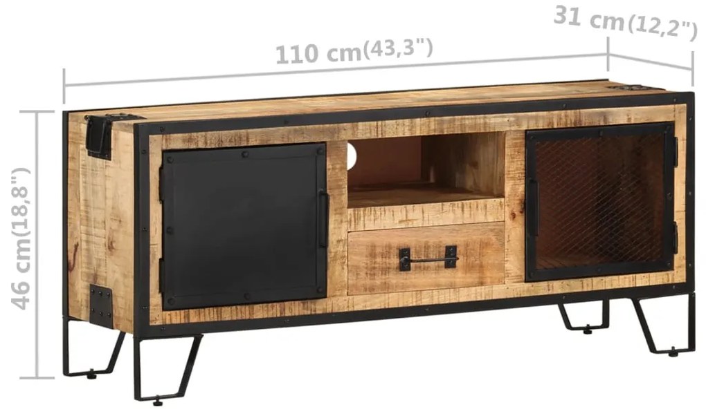 vidaXL Marketos TV stolek 110 x 31 x 46 cm hrubé mangovníkové dřevo