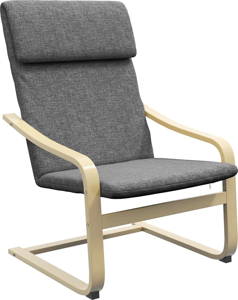 HOMCOM Houpací Křeslo Relaxační Křeslo s Opěrkou Hlavy, Křeslo s Dřevěným Rámem pro Obývací Pokoj, Tmavě Šedé 66,5 x 80 x 99 cm | Aosom