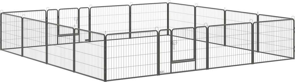 PawHut Hračka pro štěňata 16 segmentů 60cm vysoký ohrádka pro domácí mazlíčky, plot na hraní, venkovní mříž pro štěňata, přizpůsobitelná s 2 dveřmi z