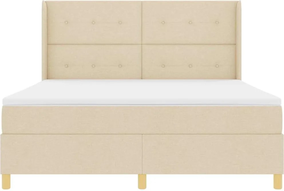 Postel s boxspringem s čelo Krémová 180 x 200 cm textil 3341852