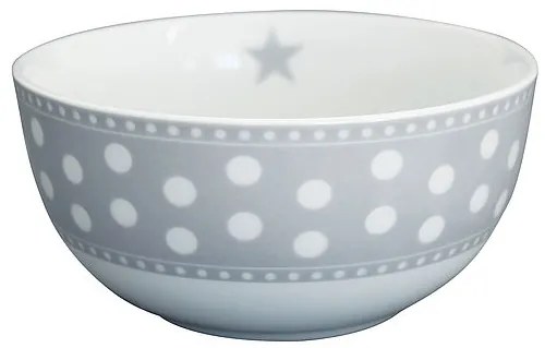 MISKA Z PORCELÁNU SVĚTLE ŠEDÁ PUNTÍK 600 ML