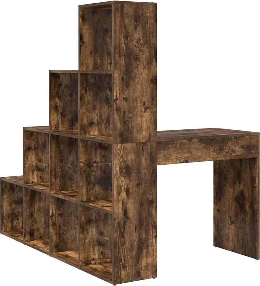 Rohový psací stůl s policí Kouřový dub 101,5 x 149,5 x 149,5 cm 3337245