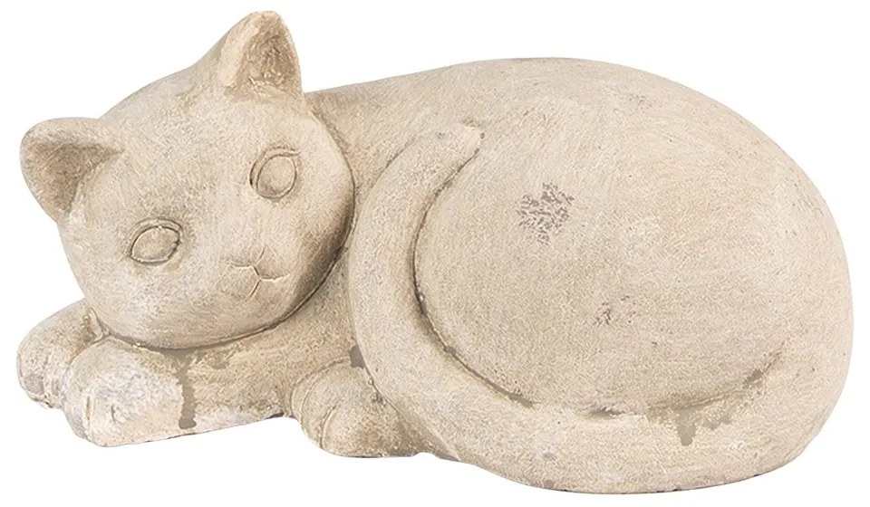 Béžová antik dekorace kočka - 25*15*12 cm