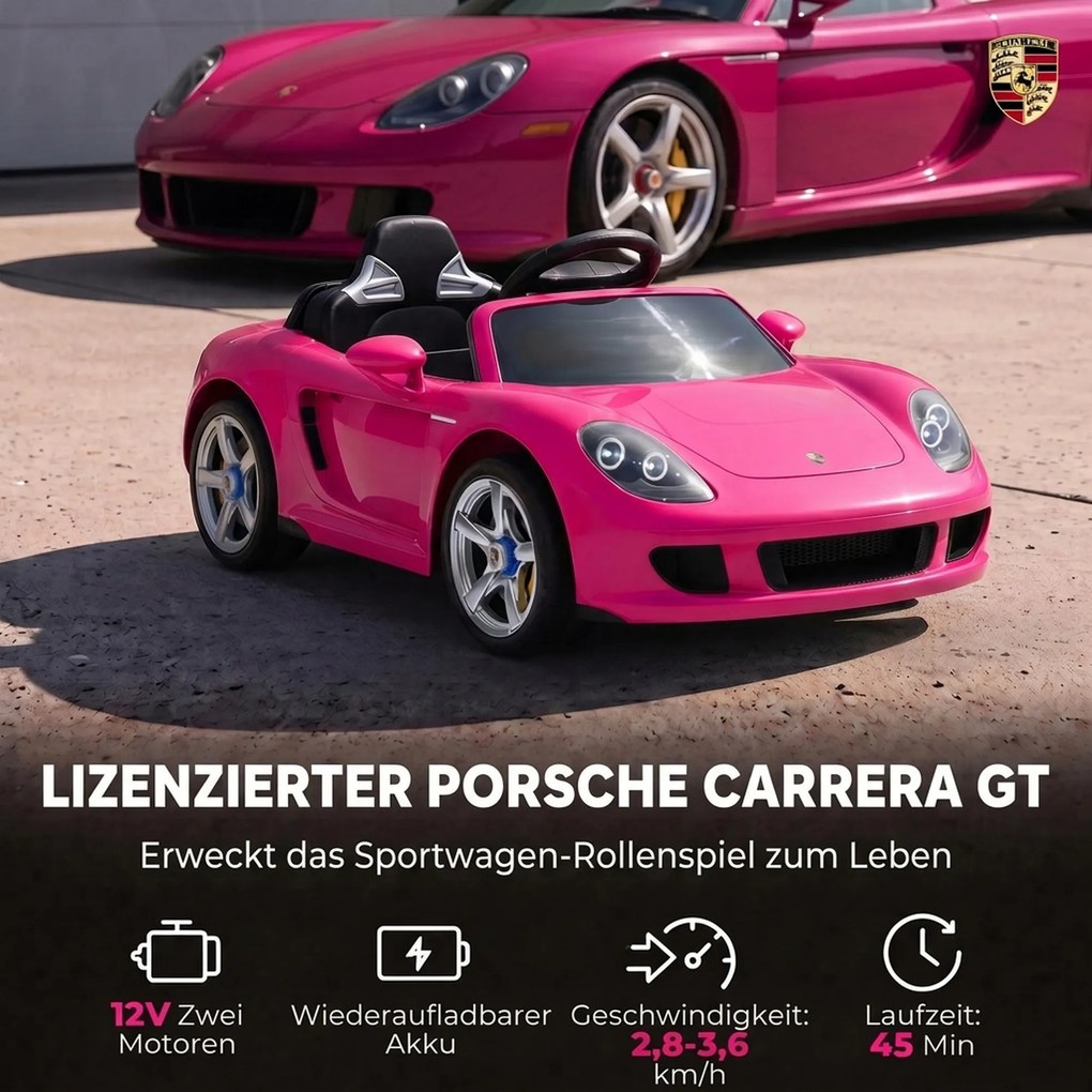 AIYAPLAY dětské elektrické auto Porsche Carrera GT, 10,8 V, růžové
