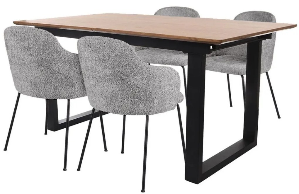 Snap - Set: Stůl Grand + 4 jídelní židle Aura Black Boucle