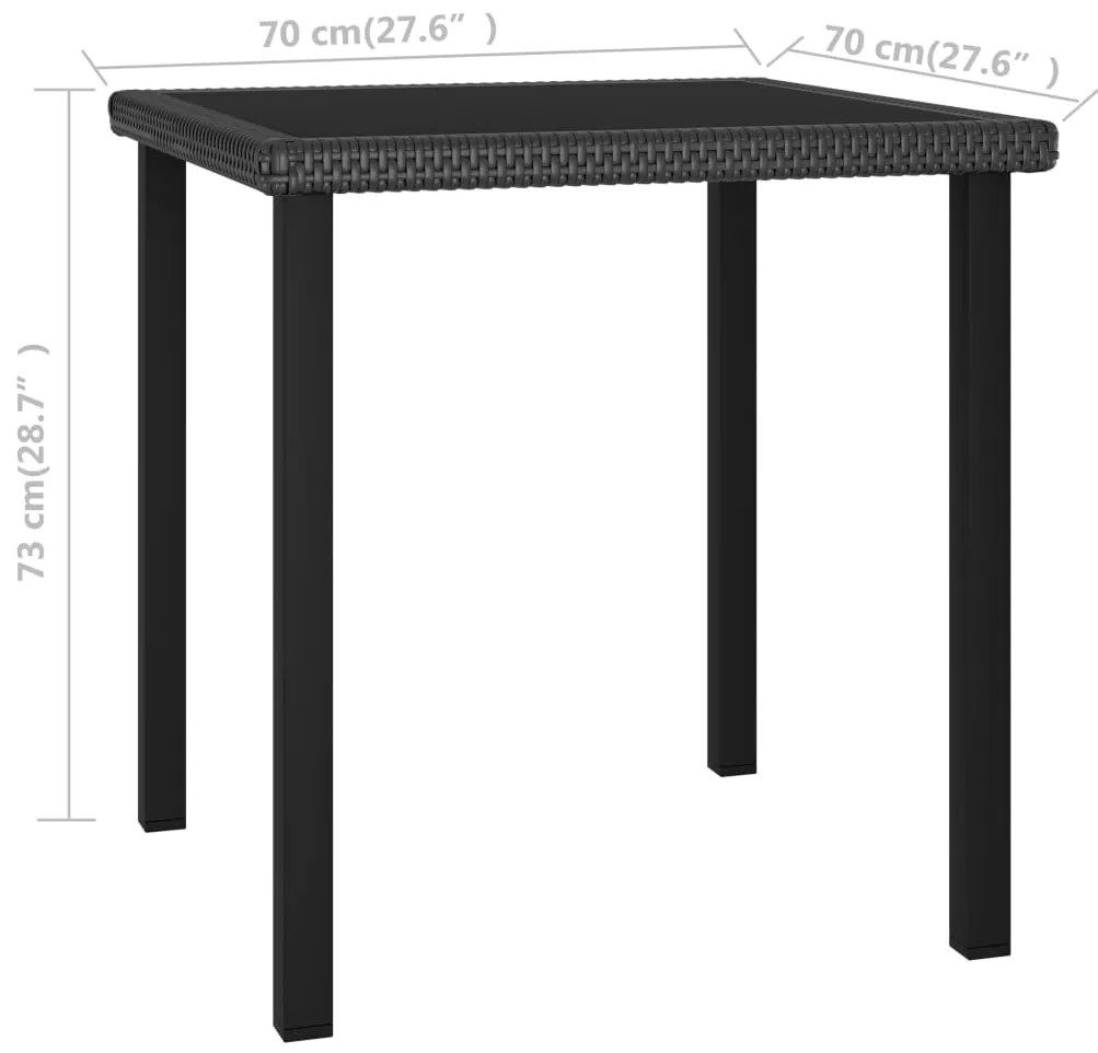 vidaXL Marketos Zahradní jídelní stůl černý 70 x 70 x 73 cm polyratan