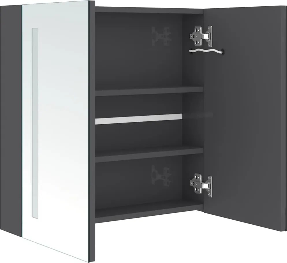 LED koupelnová skříňka se zrcadlem zářivě šedá 62 x 14 x 60 cm 326521