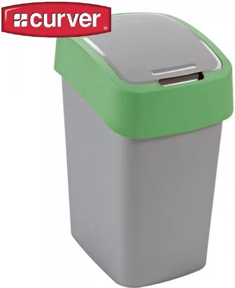 Odpadkový koš s víkem 25 l, 2 stupně otevření, zelená / šedá