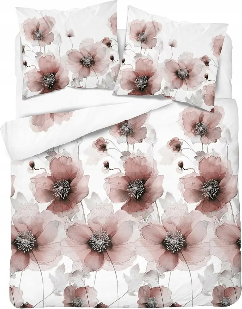 Povlečení saténové 160x200 4917 C bílá růžová pudrová květina Home Satin 59