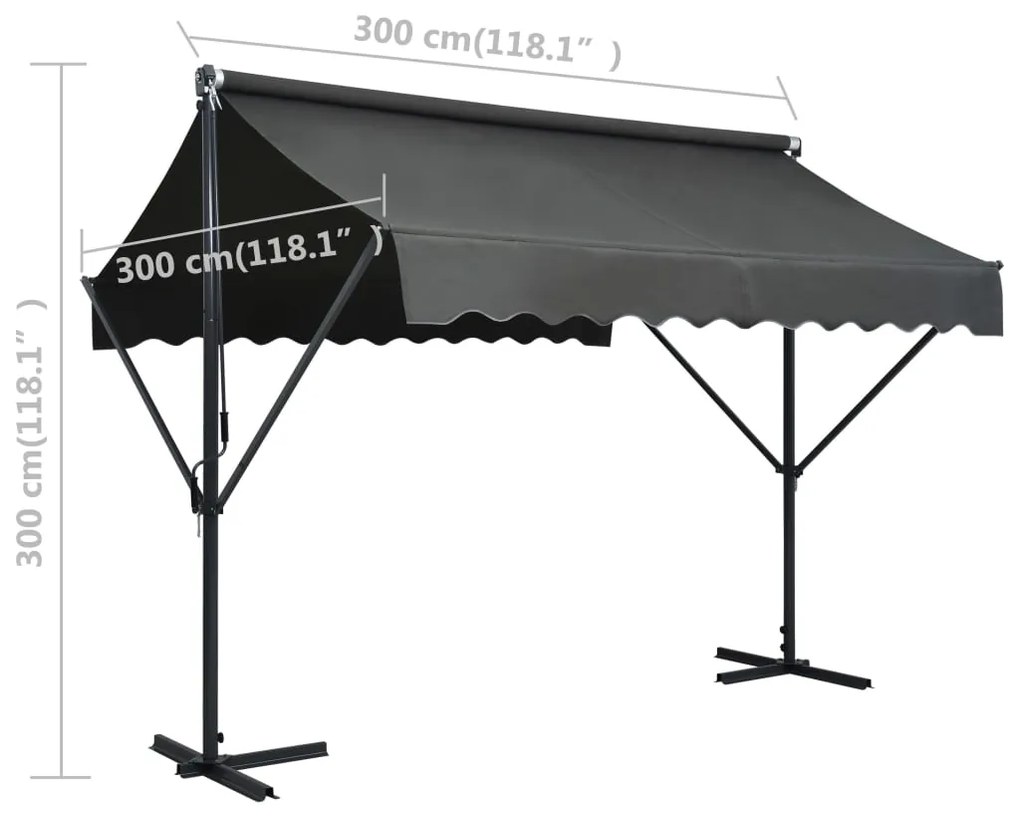 vidaXL Marketos Volně stojící markýza 300 x 300 cm antracitová