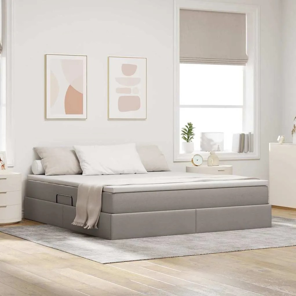 Postel s úložným prostorem a matrací Taupe 160 x 200 cm 3370239