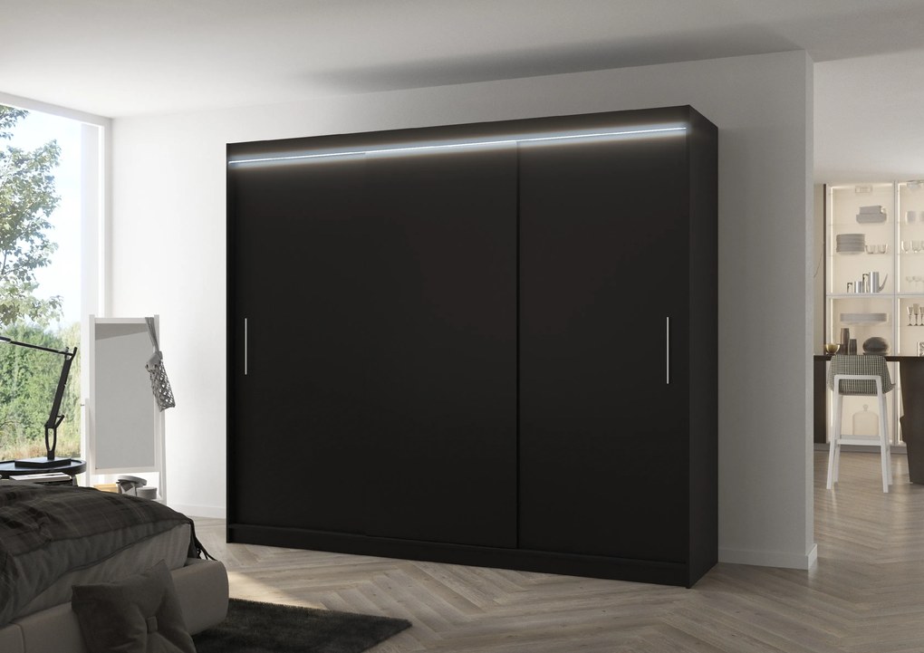 ADRK Furniture Posuvná skříň s LED osvětlením ANTOS 250 SW-ANT-B-250+L-V371