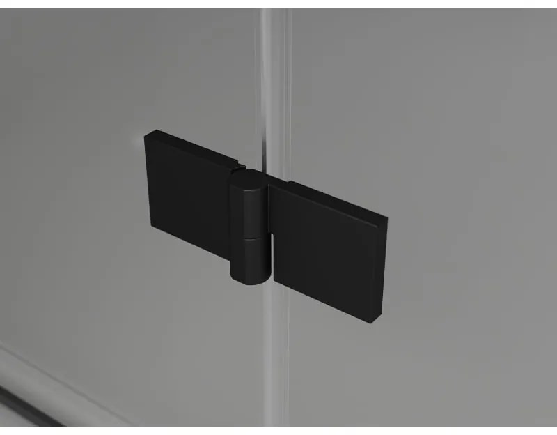Mexen Lunar, L pětiúhelníkový sprchový kout naklápěcí doleva 100 x 80 cm, 8mm čiré sklo, černý profil, 831L-100L-080P-70-00-L