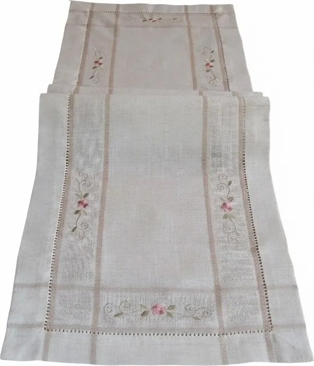 Lněný ubrus Růžový květ 40 × 140 cm