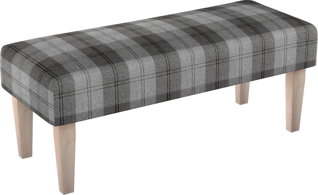 Dlouhá lavička 100x40cm barva šedá látka pletený vzor, vzorované