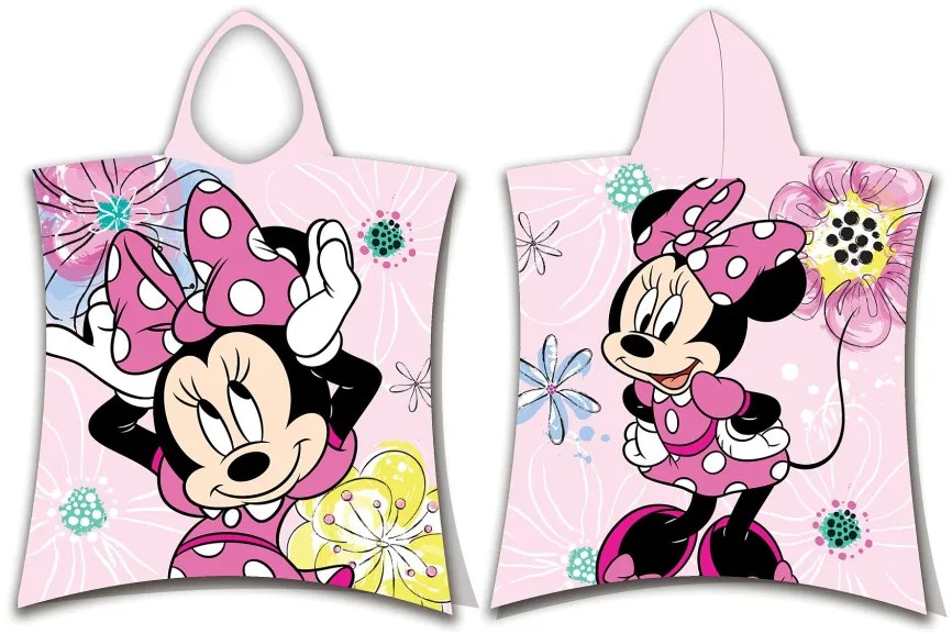 Jerry Fabrics Plážová osuška pončo Minnie Pink bow 50x115 cm