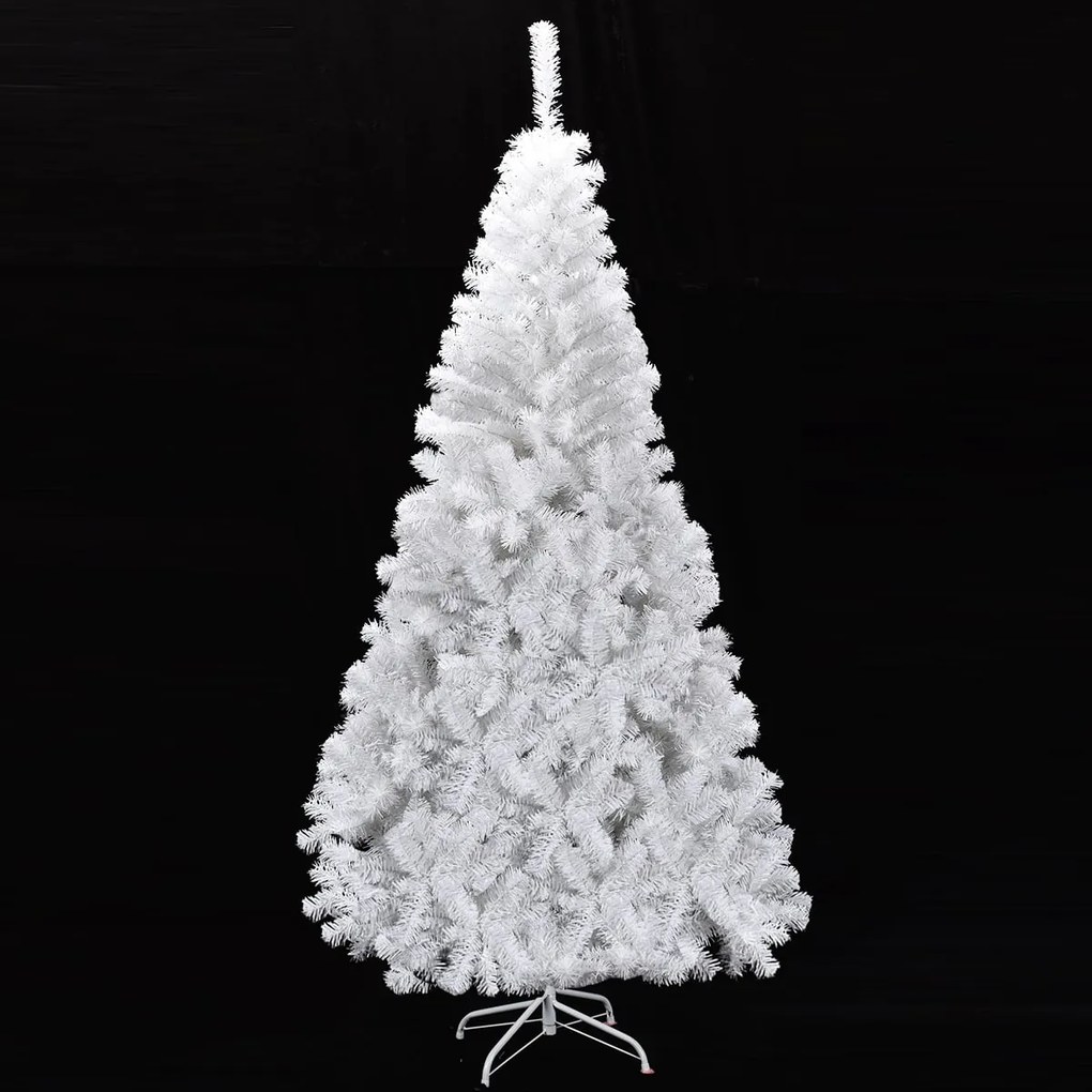 Costway Christmas Tree Umělý vánoční stromek s kovovým stojanem 150-240 – bílý