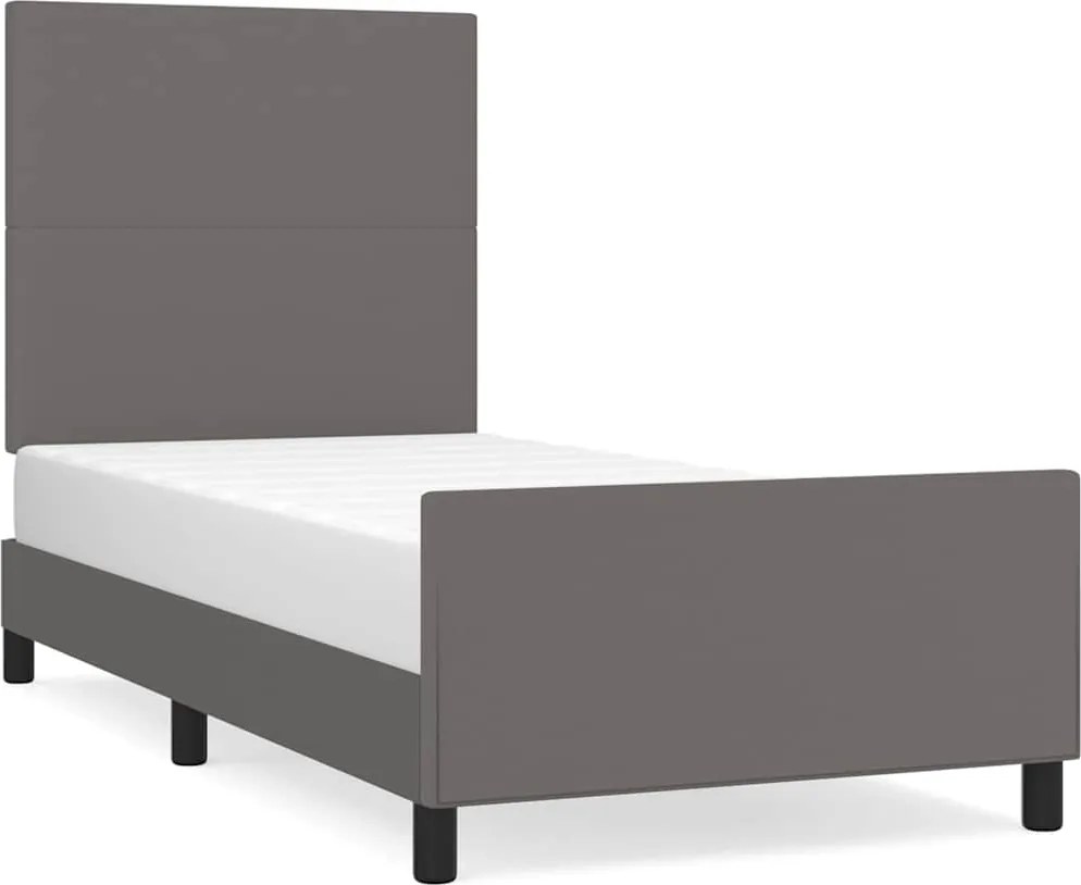 Rám postele s čelem šedý 90x200 cm umělá kůže 3125431