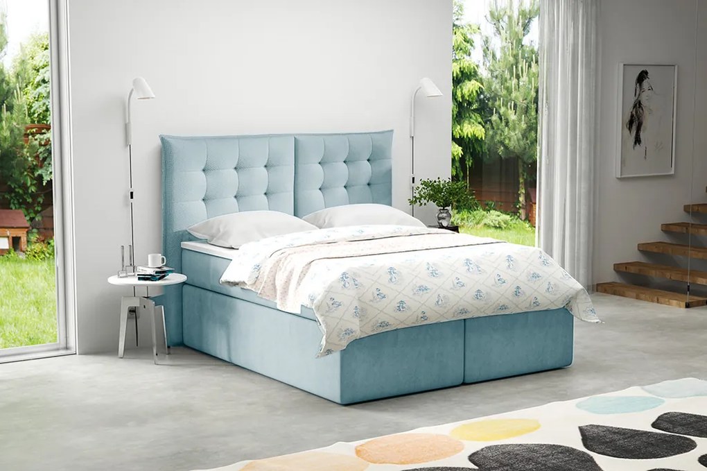 Eka Kontinentální čalouněná postel Soft - Cassablanca (120x200 cm) Barva látky Trinity: Zelená (Trinity 2327)