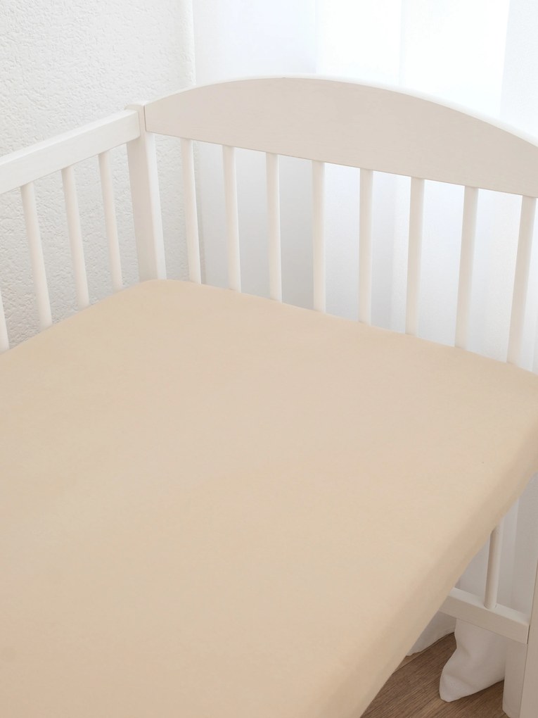 MK Lůžkoviny Jersey prostěradlo do postýlky s elastanem 70 × 140 cm – béžové