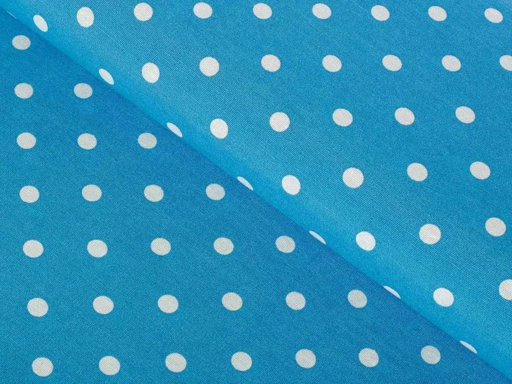 Biante Dekorační běhoun na stůl Leona LN-021 Bílé puntíky na modrém 35x120 cm