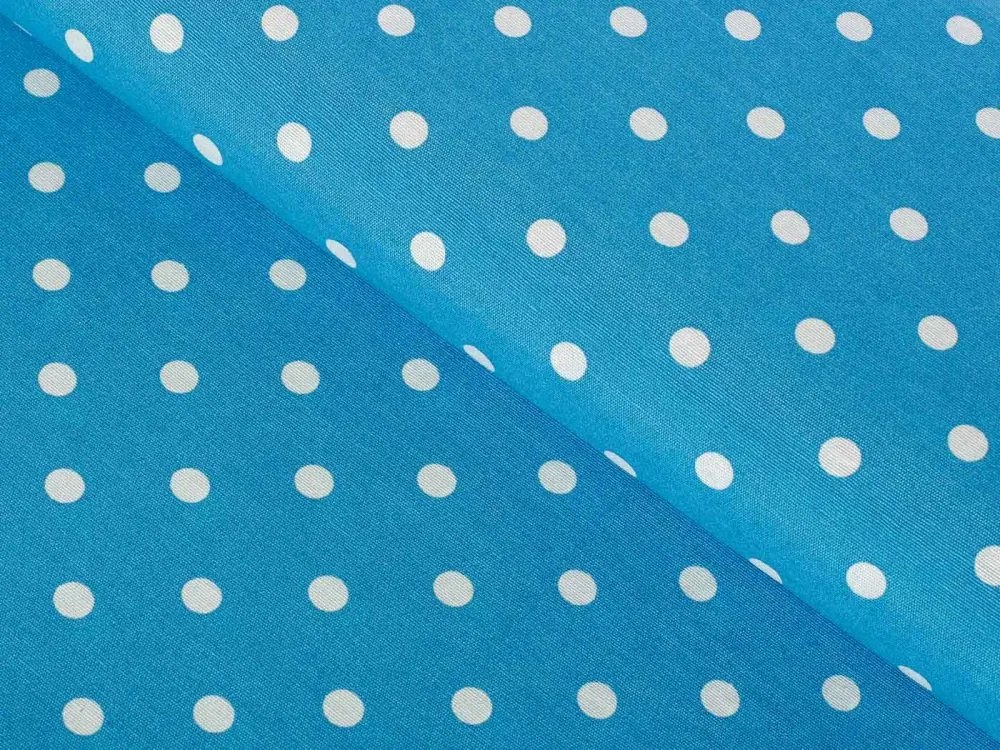 Biante Dekorační běhoun na stůl Leona LN-021 Bílé puntíky na modrém 35x160 cm