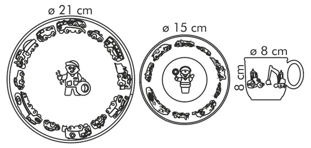 TESCOMA Jídelní souprava BAMBINI, autíčka, 3 ks