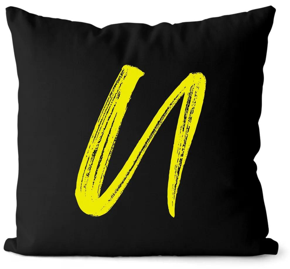 Polštář – písmeno U (Velikost: 55 x 55 cm, Barva: Žlutá)