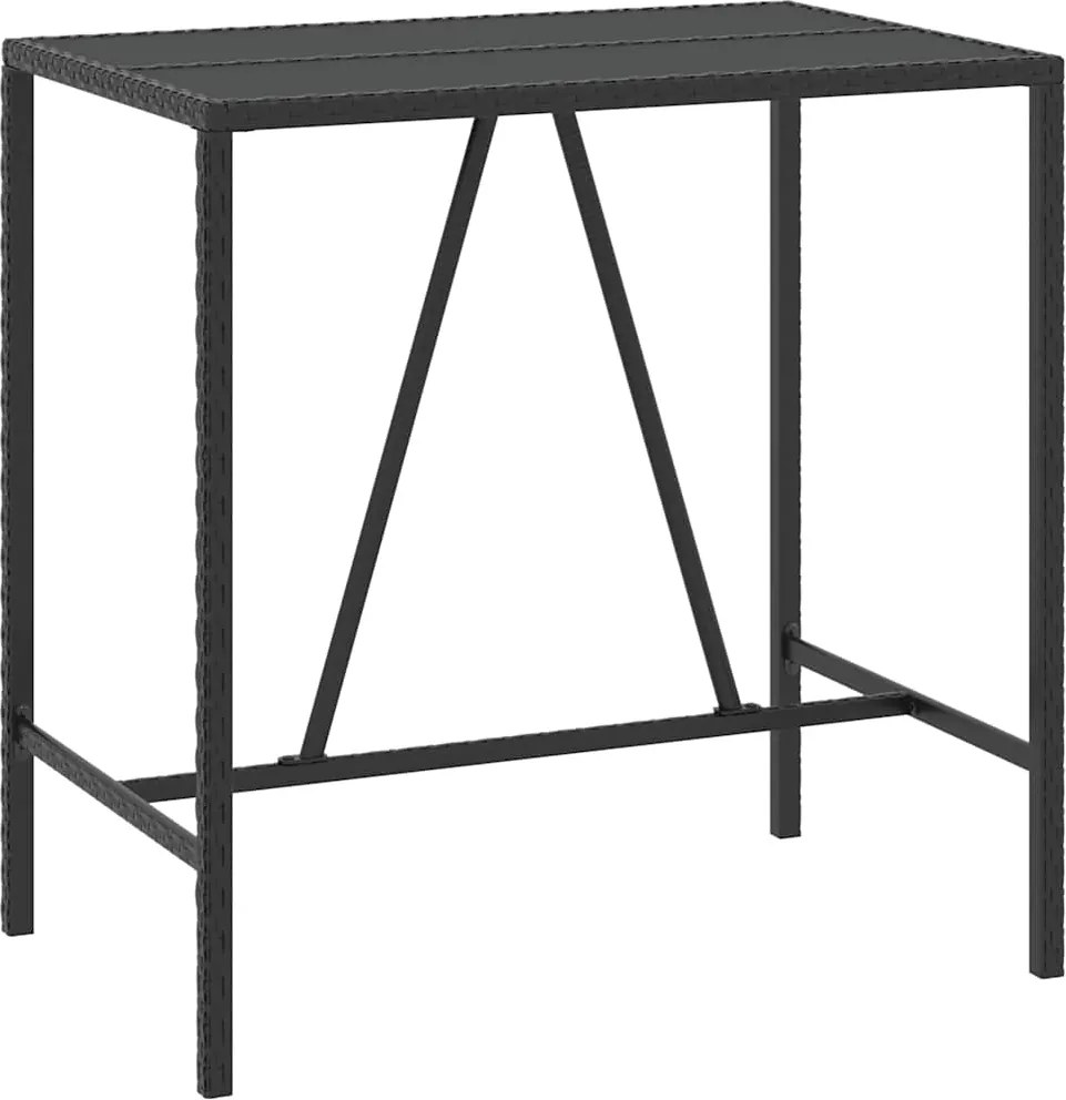 7dílný zahradní barový set černý polyratan a masivní akácie 3187694