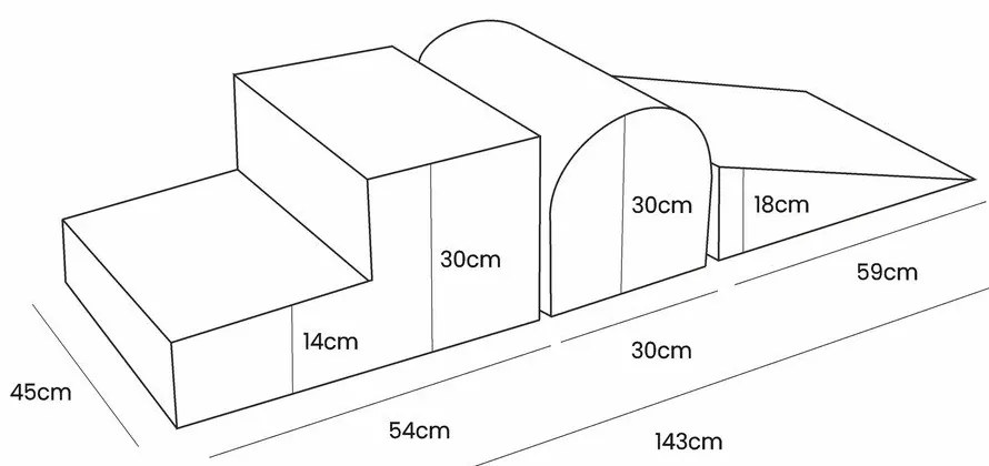 Béžové sametové pěnové hřiště 45x143x30 cm Montessori – Meowbaby