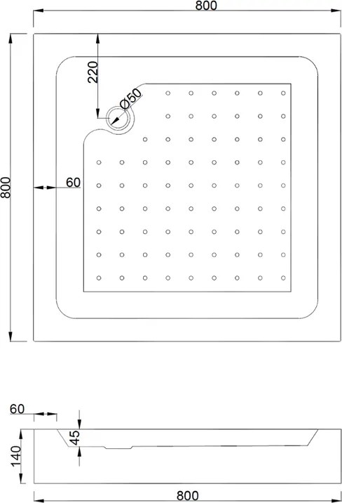 Mexen Rio, čtvercový sprchový kout s posuvnými dveřmi 80 (dveře) x 80 (dveře) x 190 cm, 5mm čiré sklo s pásky, zlatý profil + bílá sprchová vanička RIO, 860-080-080-50-20-4510