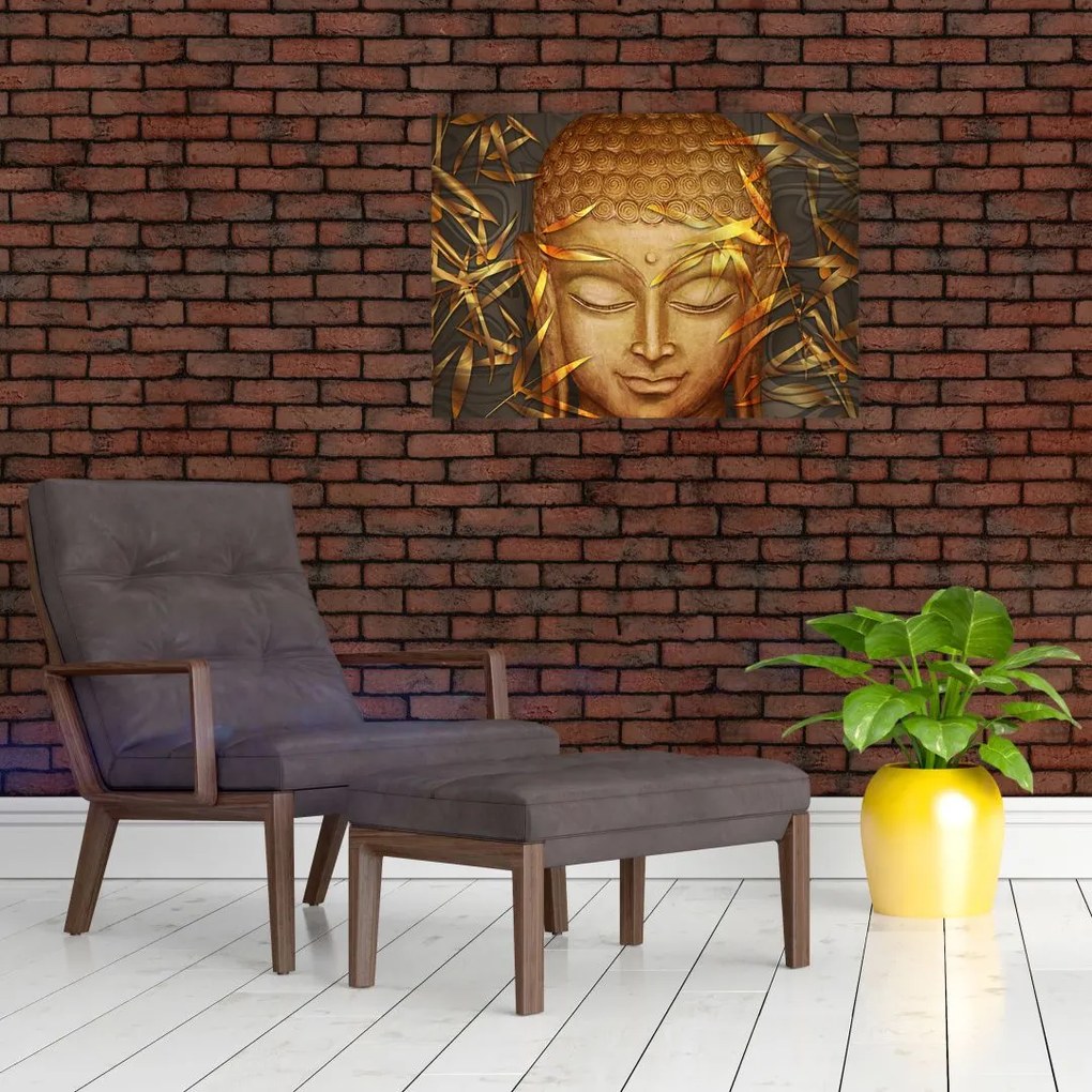 Skleněný obraz - Zlatý Buddha (70x50 cm)