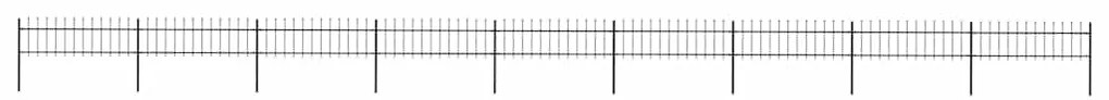 Zahradní plot s kopím nahoře ocelový 1506 x 60 cm černý 277601
