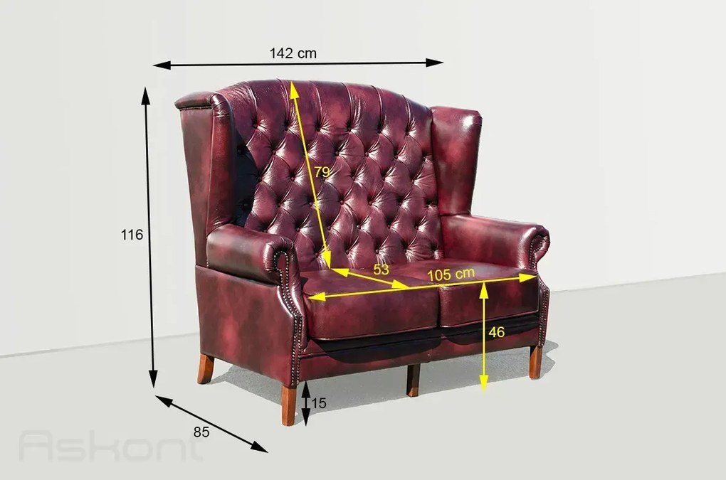 Askont Chesterfield Harold 2M: Kožená pohovka