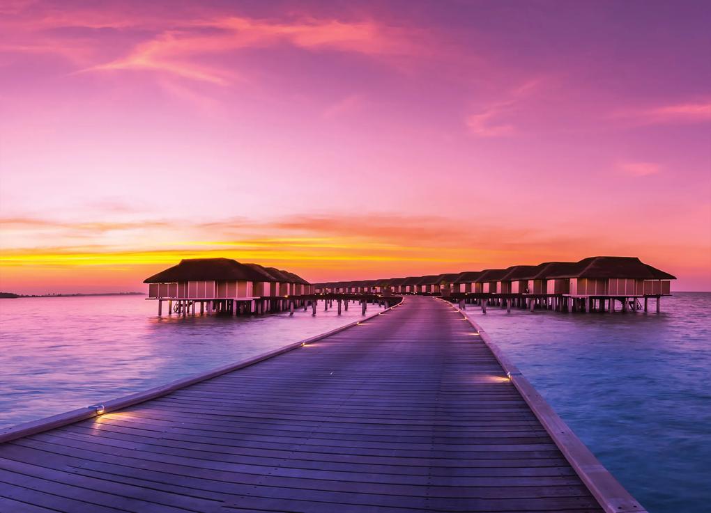 Malvis ® Tapeta Maledivy při západu slunce Vel. (šířka x výška): 432 x 290 cm