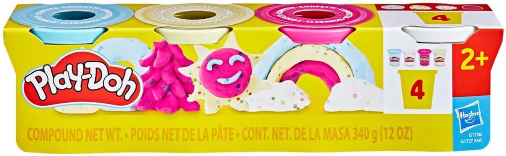 HASBRO PLAY-DOH Modelína kreativní sada 4 kelímky s konfetami 340g 14g1736