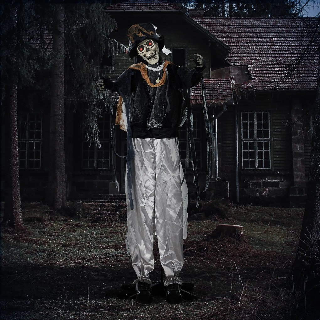 HOMCOM Halloween duch, Halloween dekorace, zvuková funkce, s pohybovým senzorem a LED světly, 101 cm x 64 cm x 178 cm