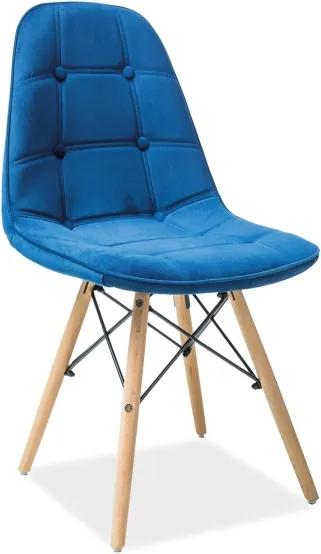 Židle AXEL III buk/tmavě modrá samet polstrování č.90