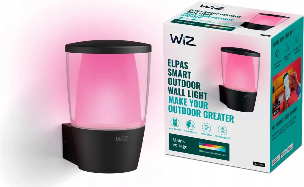 Led zahradní nástěnné svítidlo Venkovní fasádní lampa Rgb Cct Smart WiFi WiZ