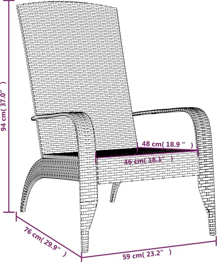 vidaXL Zahradní židle Adirondack polyratan [319694] Barva: Černá