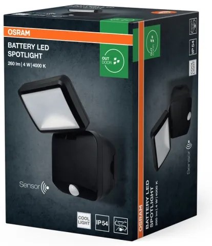 Osram - LED Venkovní nástěnný reflektor se senzorem BATTERY LED/4W/4xD IP54
