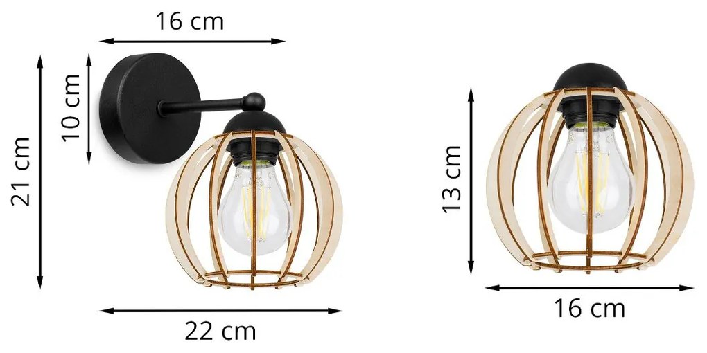 Nástěnné svítidlo Timber 8, 1x dřevěné stínítko