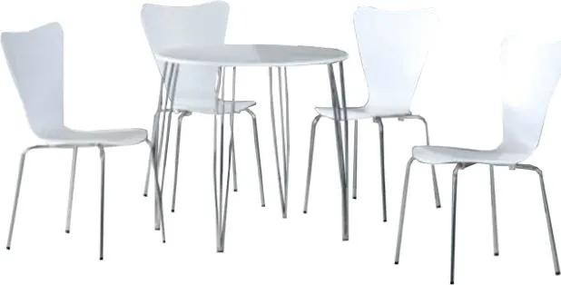 Tempo Kondela Jídelní set, stůl + 4 židle, bílá / chróm, NINA