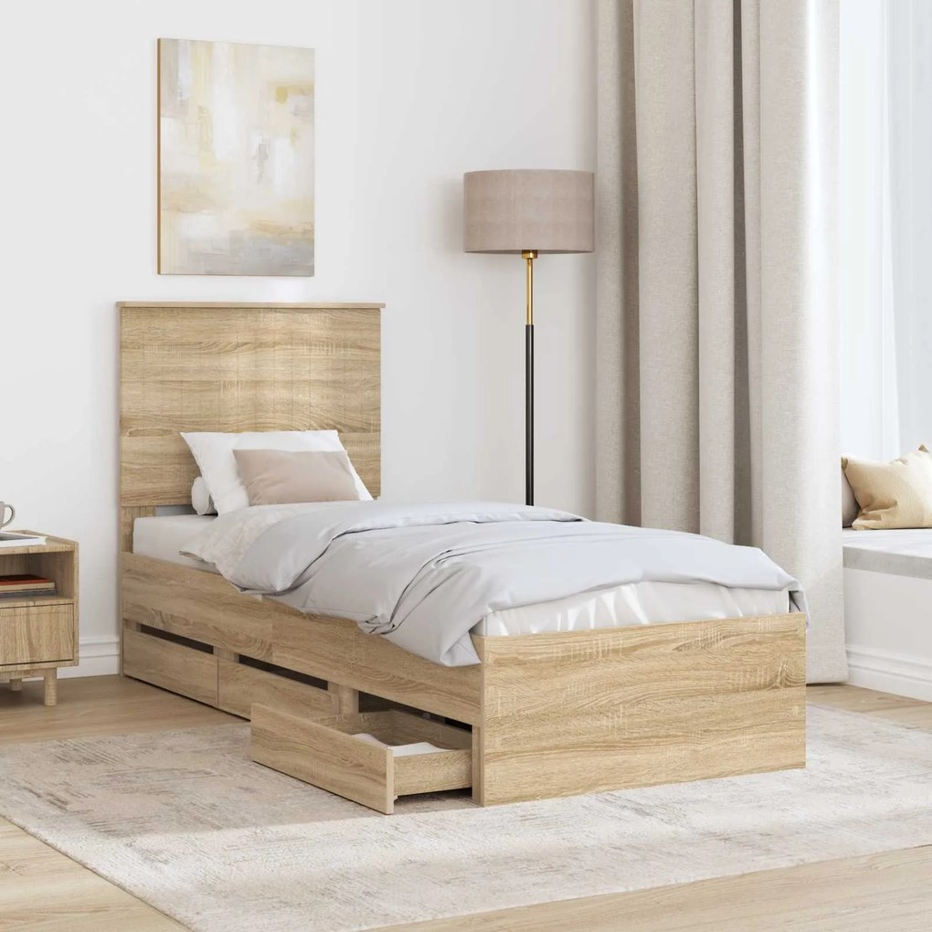 Rám postele se zásuvkou Sonoma dub 75 x 190 cm Inženýrské dřevo 3411168