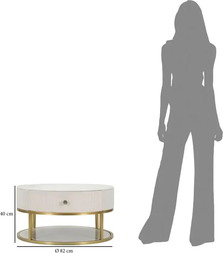 Konferenční stolek Montpellier 75 cm se zásuvkami zlatý/krémový/mramor